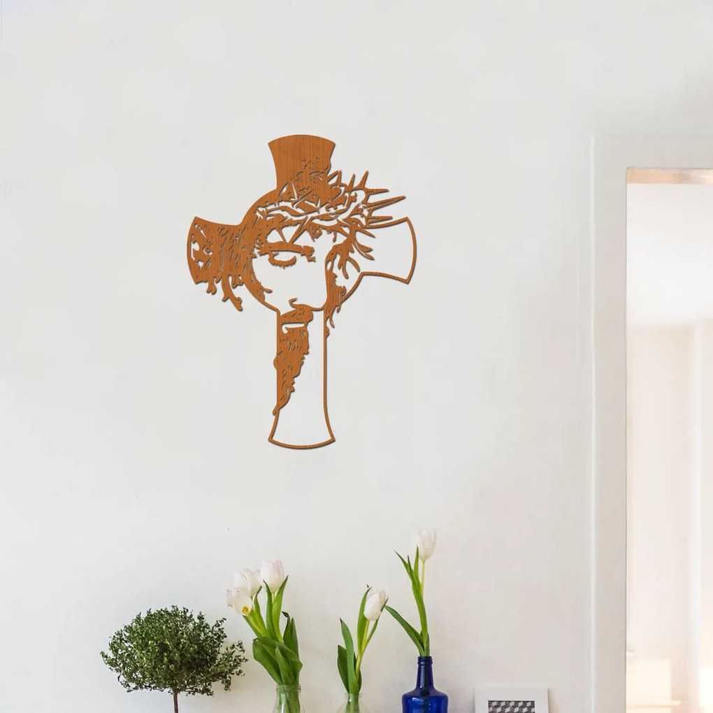dřevo života Dřevěný kříž s ježíšem na zeď Rozměry (cm): 60x81, Barevný vzor: Horský dub