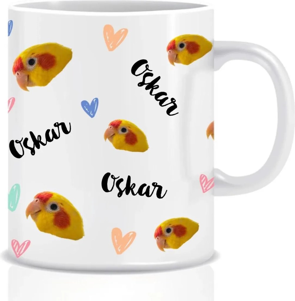 Personalizovaný klasický bílý keramický hrníček 300 ml s mazlíčky
