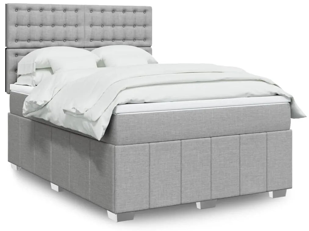 Box spring postel s matrací světle šedá 160 x 200 cm textil 3294033