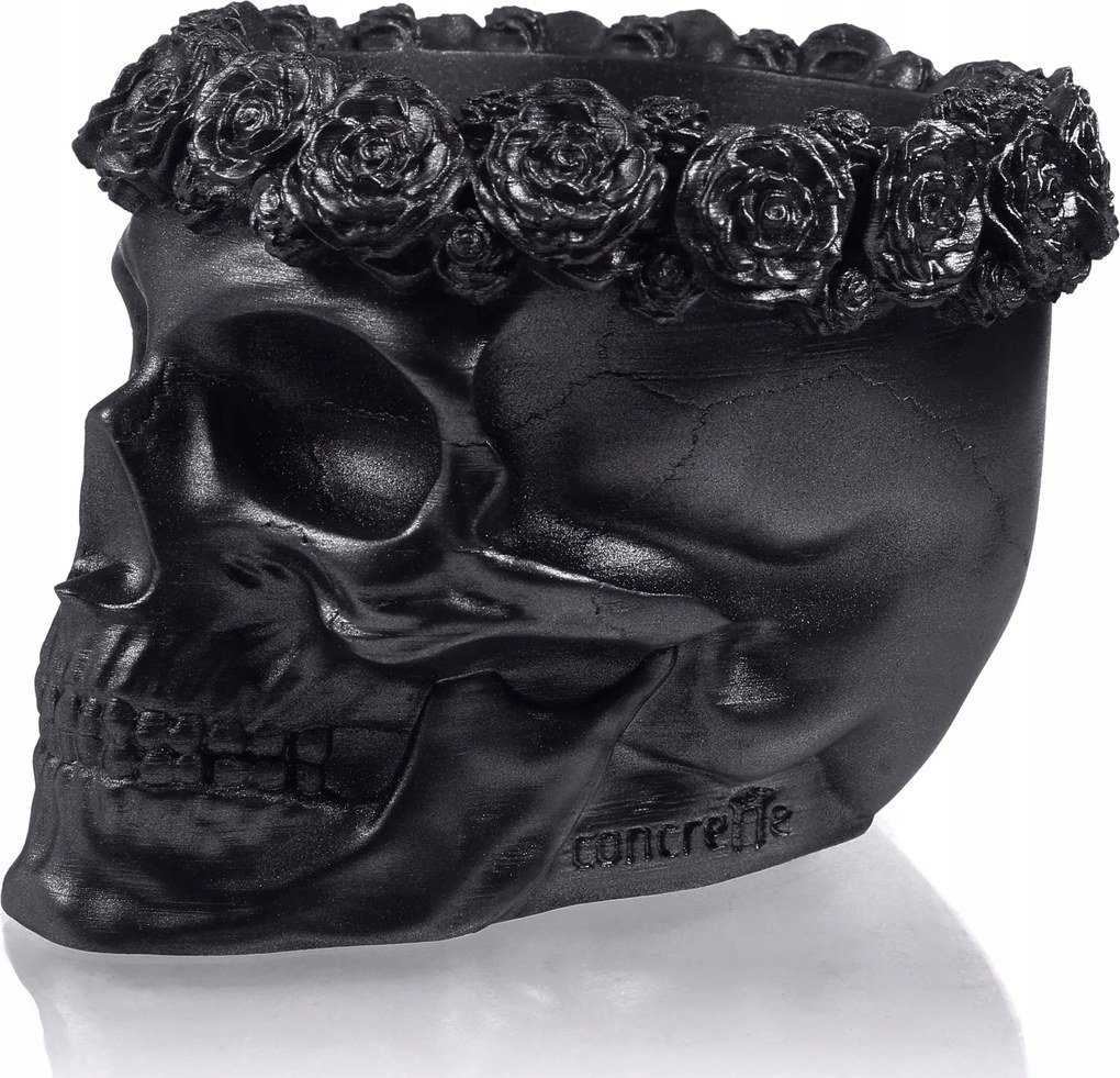 Květináč Skull Flowers Black Metallic Poli 11 cm