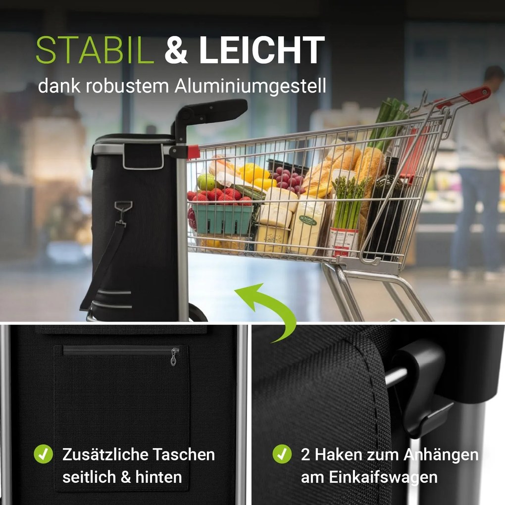 Juskys Nákupní taška na kolečkách 3 v 1, 56 l Barva: červená