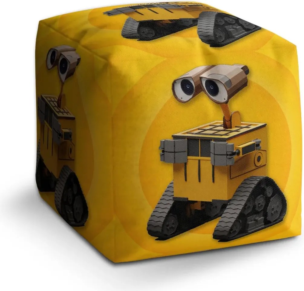 Sablio Taburet Cube Wall-E robot Žlutý - 50x50x50 cm