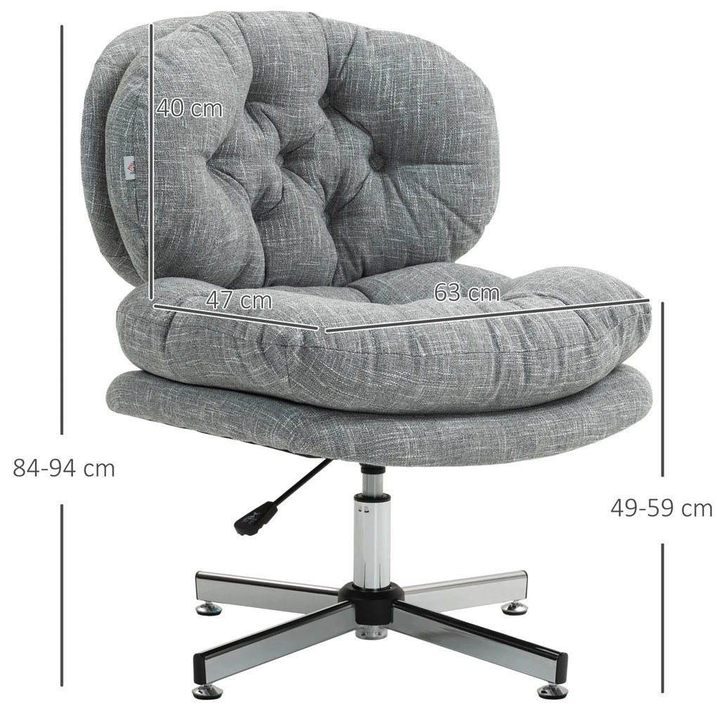 Kancelářská židle HOMCOM, ergonomická kancelářská židle s houpací funkcí, měkký a čalouněný sedák, výškově nastavitelná otočná židle se vzhledem lnu,…