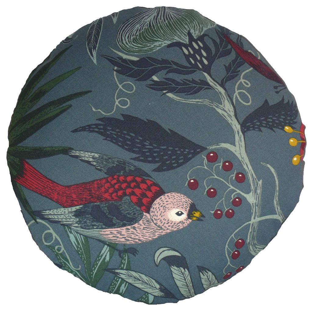 S radostí - vlastní výroba Meditační sedák Ptáček v pralese, vínový bok Velikost: ∅30 x v12 cm