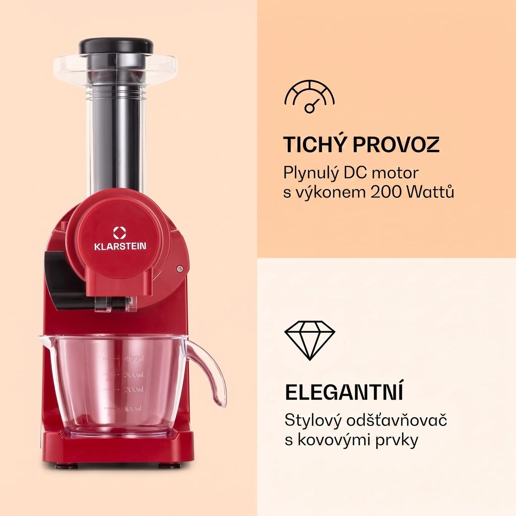 Klarstein Bella Elegance, odšťavňovač, 200 W, 400 ml, bez BPA