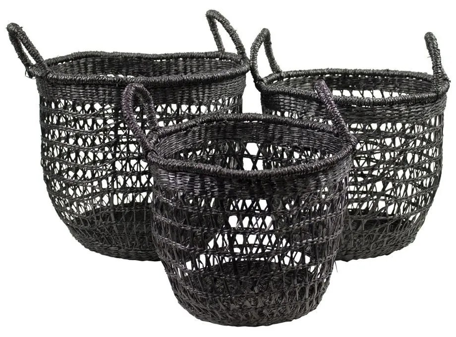 3 ks pletených košíků Quentin - 35*35*30cm / 32*32*27cm / 28*28*26cm