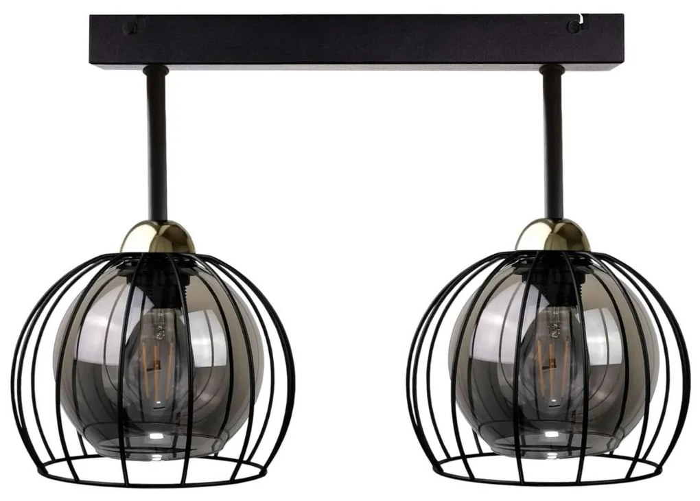 Keter Lighting Přisazený lustr SOLO BLACK 2xE27/60W/230V černá/zlatá KE0104