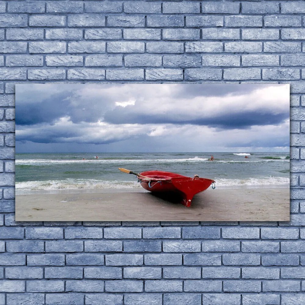 akrylový obraz Loďka Pláž Moře Krajina 120x60 cm