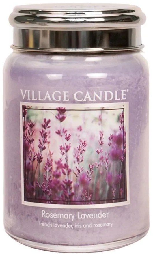 VILLAGE CANDLE Svíčka Village Candle - Rosemary Lavender 602g, fialová barva, sklo