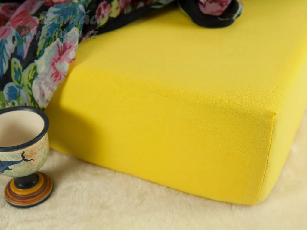 DADKA Vracov Jerseyové prostěradlo s vysokou gramáží 190 g/m2, rozměr 180x200, tmavě žluté