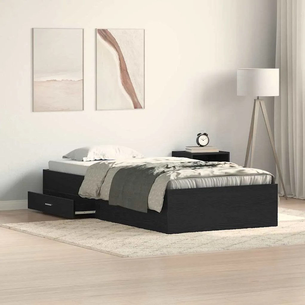 Rám postele se zásuvkou Černý dub 100 x 200 cm Kompozitní dřevo 3333983