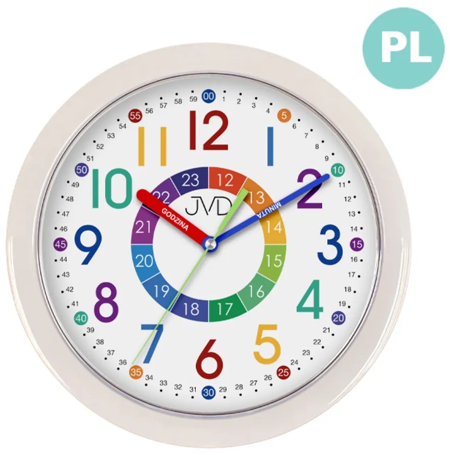 JVD Dětské barevné nástěnné hodiny s tichým chodem (netikající) JVD HP612.D14