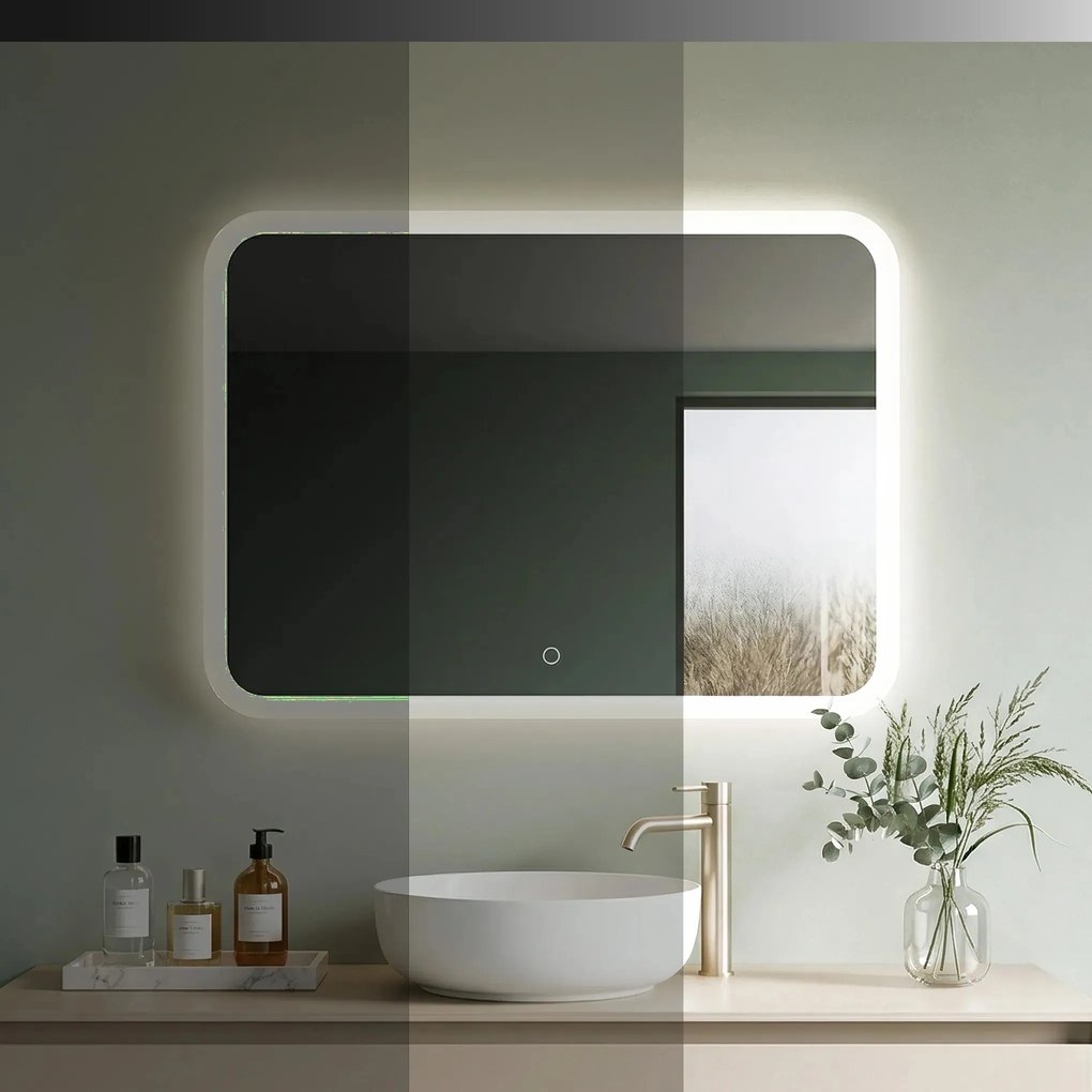 Tutumi Zrcadlo 80x60 cm s regulovatelným LED osvětlením HOM-01522
