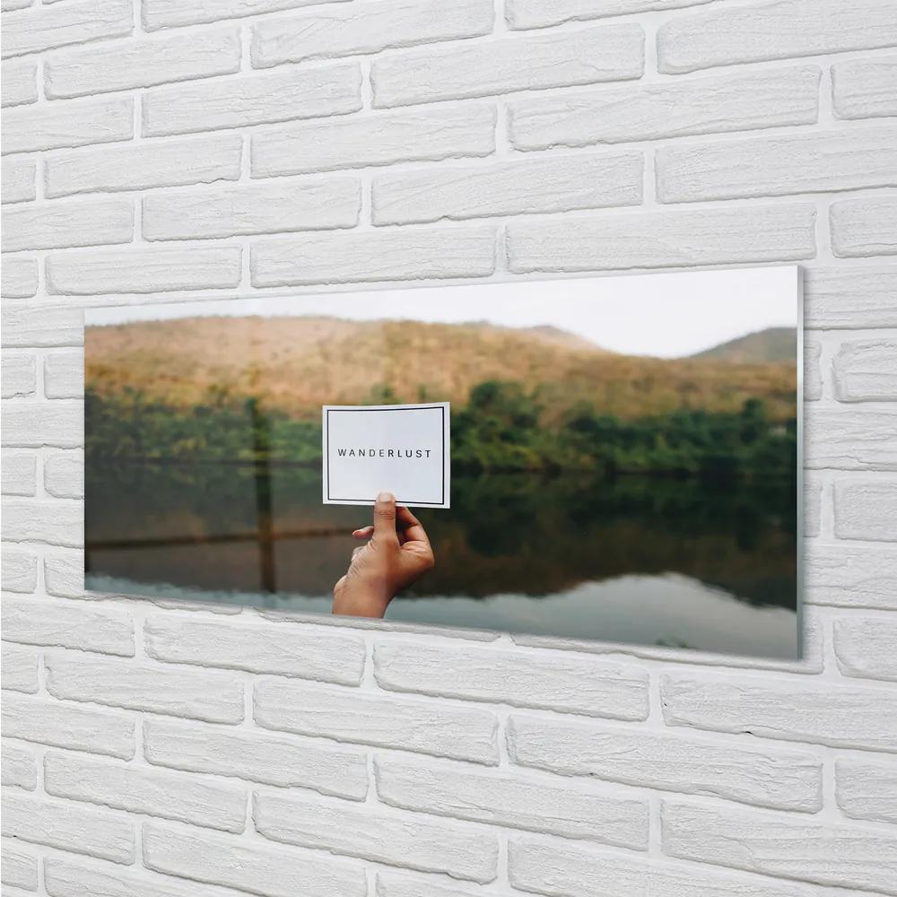 akrylový obraz Panorama ruční písmo 120x60 cm