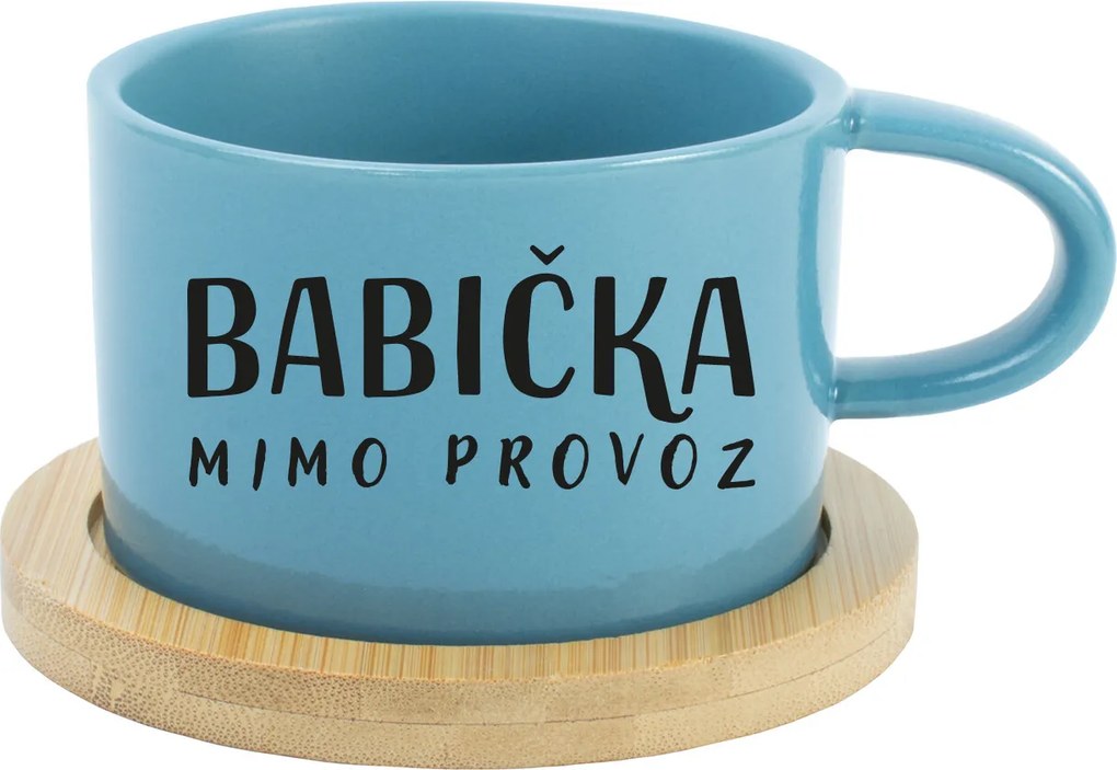 BABIČKA MIMO PROVOZ - modrý hrníček makronka 200 ml