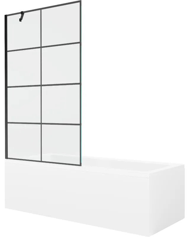 Mexen Cubik obdélníková vana 160 x 70 cm s pláštěm 1-křídlovou zástěnou 100 cm, Černý vzor - 550316070X9510007077