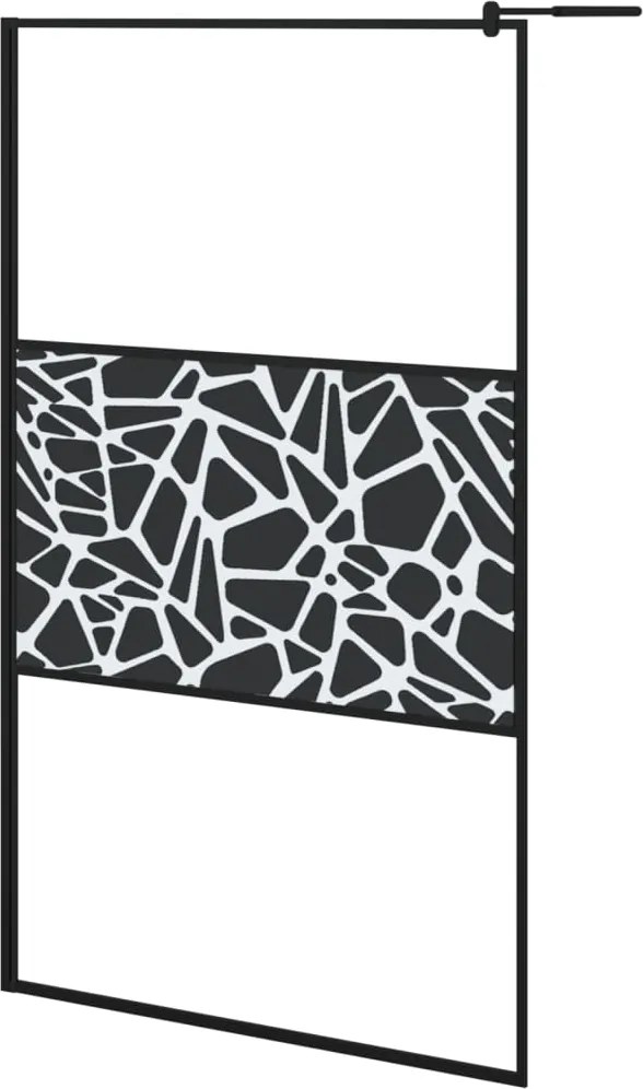 Zástěna do průchozí sprchy s policí černá 115x195 cm ESG/hliník 3185484
