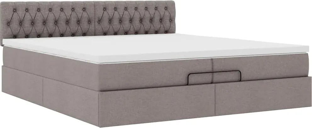 Osmanský rám postele s matrací taupe 200x200 cm textil 3311571