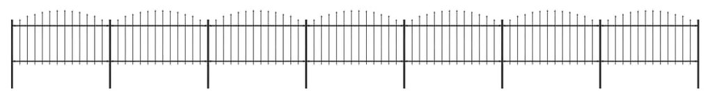 Zahradní plot s kopím nahoře ocelový 1248 x 150 cm černý