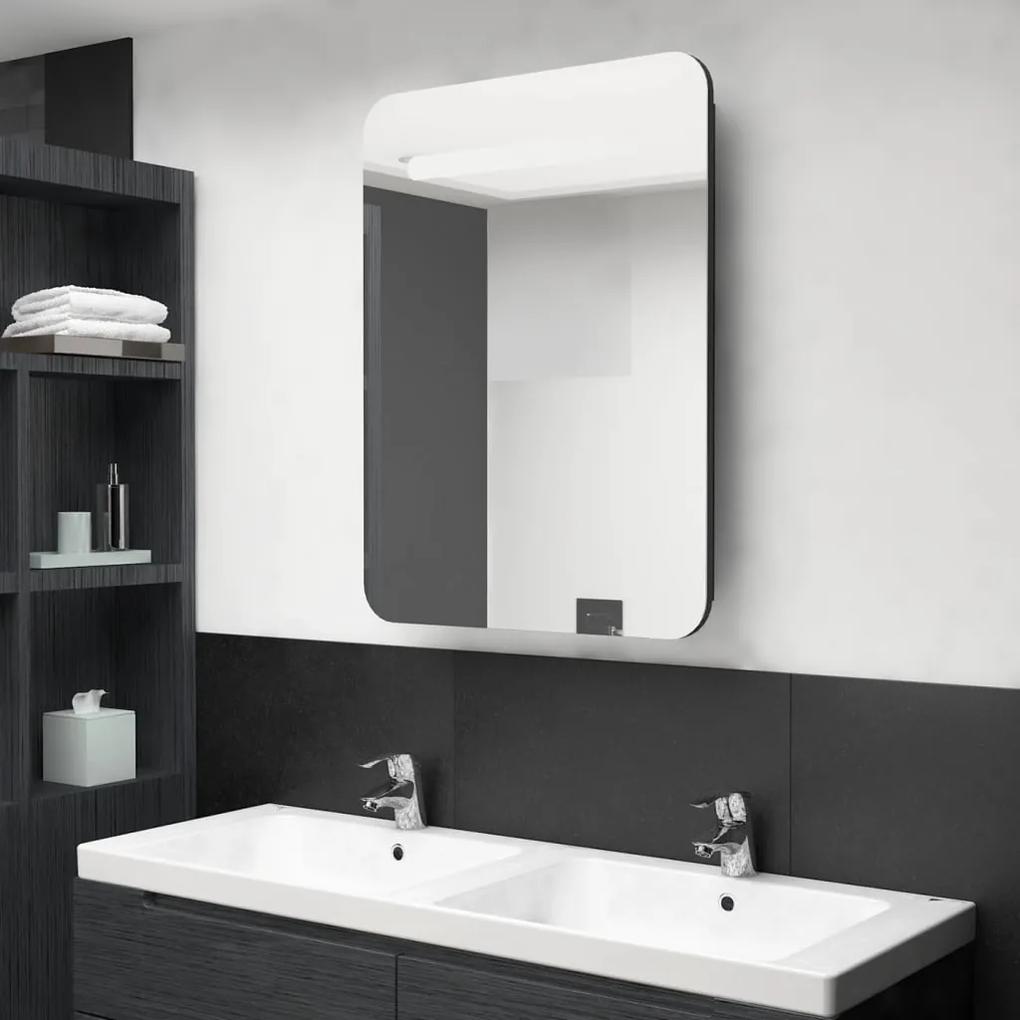 326503 vidaXL LED koupelnová zrcadlová skříňka černá 60 x 11 x 80 cm