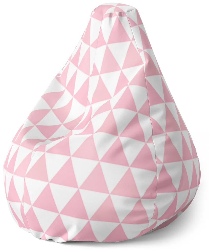 Sedací vak SABLIO - Růžové a bílé trojúhelníky 150x100