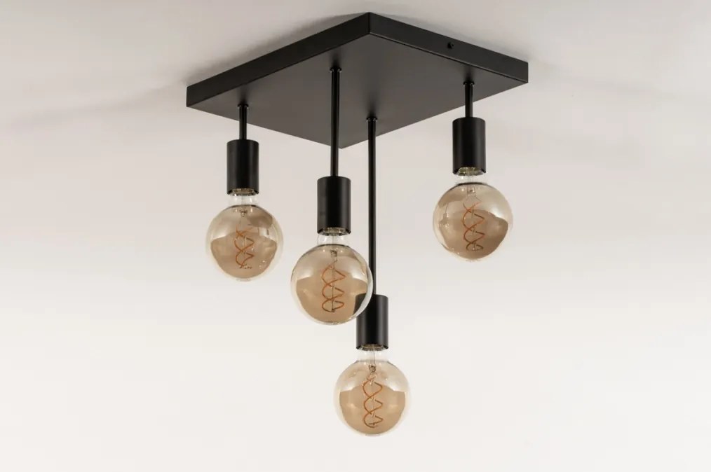 Stropní černé svítidlo do obýváku Flexform Quadro Bulb Accapulco