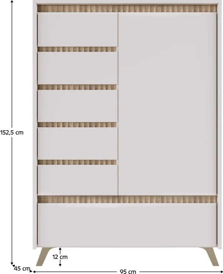 Kondela Komoda, kašmír/dub sonoma, LONGY REG1D5S1K