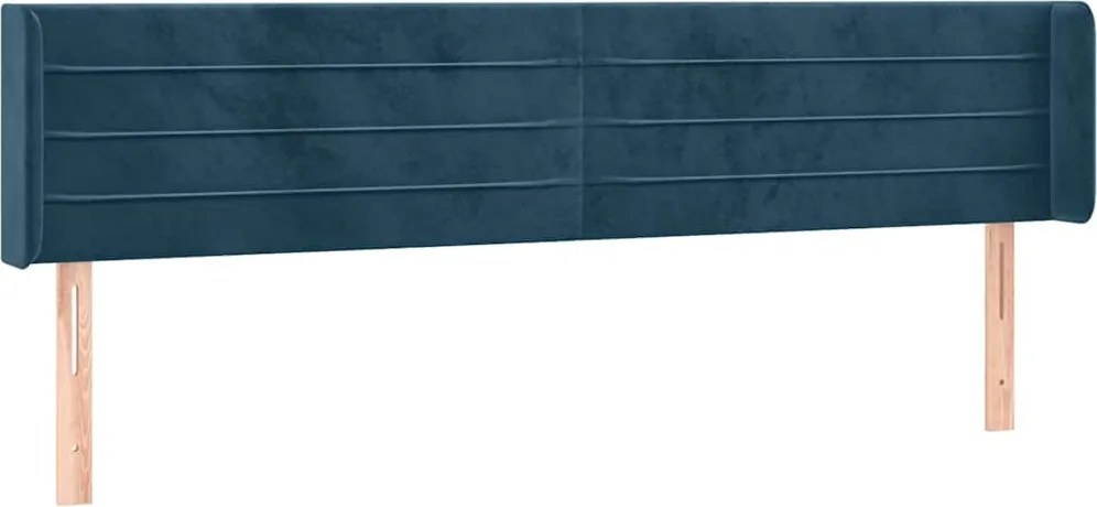 Čelo postele typu ušák tmavě modrá 163x16x78/88 cm samet 3118966
