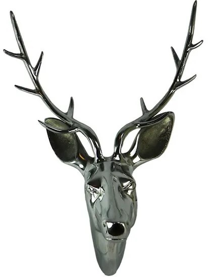Sříbrná nástěnná dekorace hlava jelena Deer M - 31*22*46cm