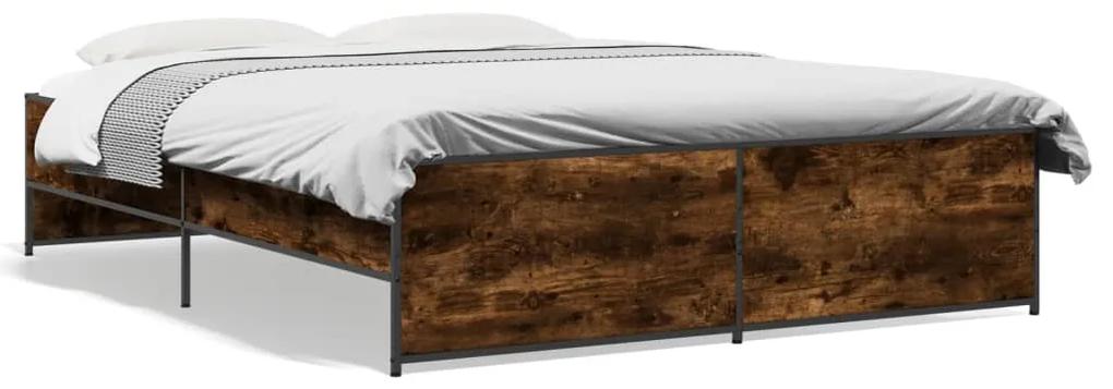 Rám postele kouřový dub 140 x 200 cm kompozitní dřevo a kov - Default Title