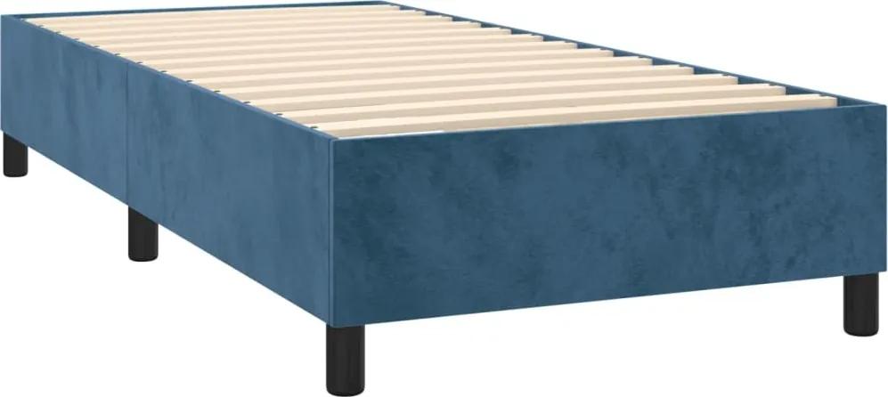 vidaXL Box spring postel s matrací a LED 90x200 cm samet [3135985] Barva: Tmavě moddrá