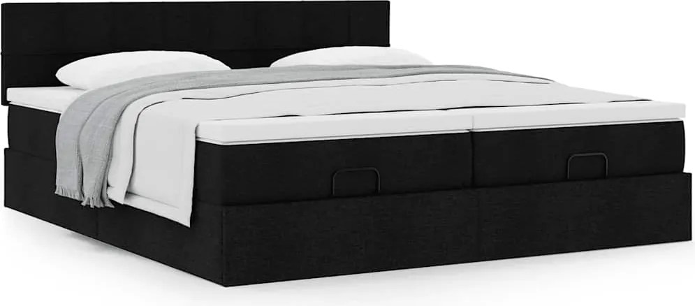 Osmanský rám postele s matrací černý 200x200cm textil 3312003