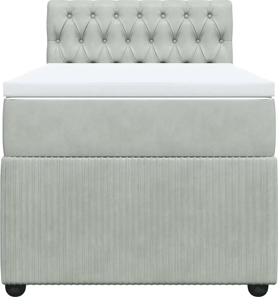 Box spring postel s matrací světle šedá 90x200 cm samet 3289944