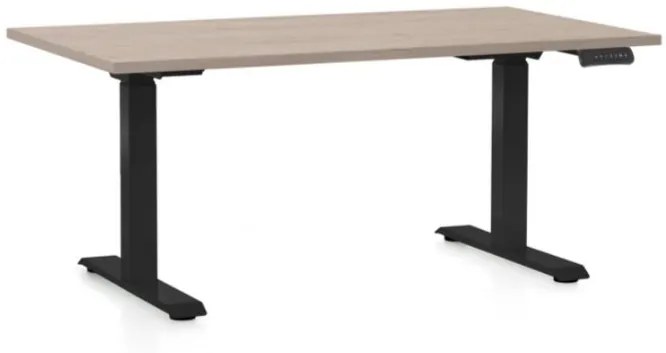 Výškově nastavitelný stůl OfficeTech D, 140 x 80 cm - bílá podnož Barva: Ořech