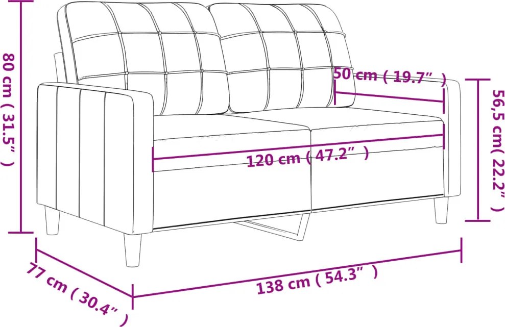 vidaXL 2místná pohovka 120 cm textil [359086] Barva: krémová