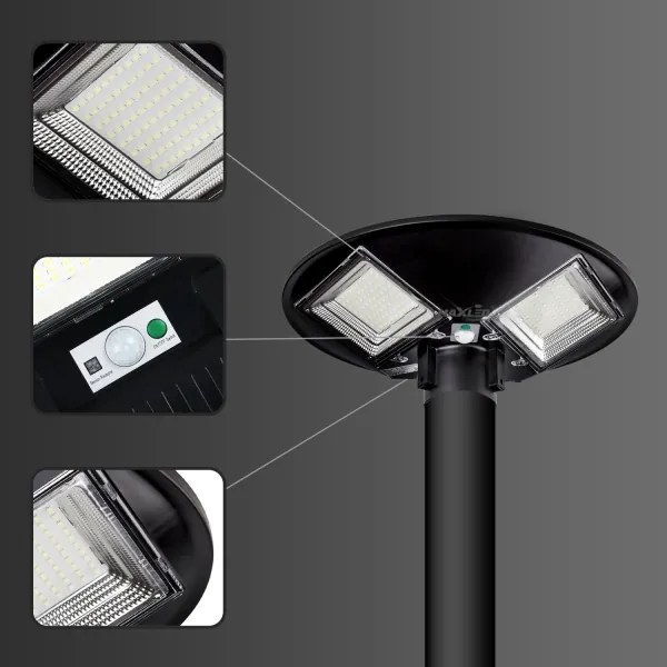 LED Solární pouliční lampa se senzorem LED/15W/6V 6500K IP65 černá + DO