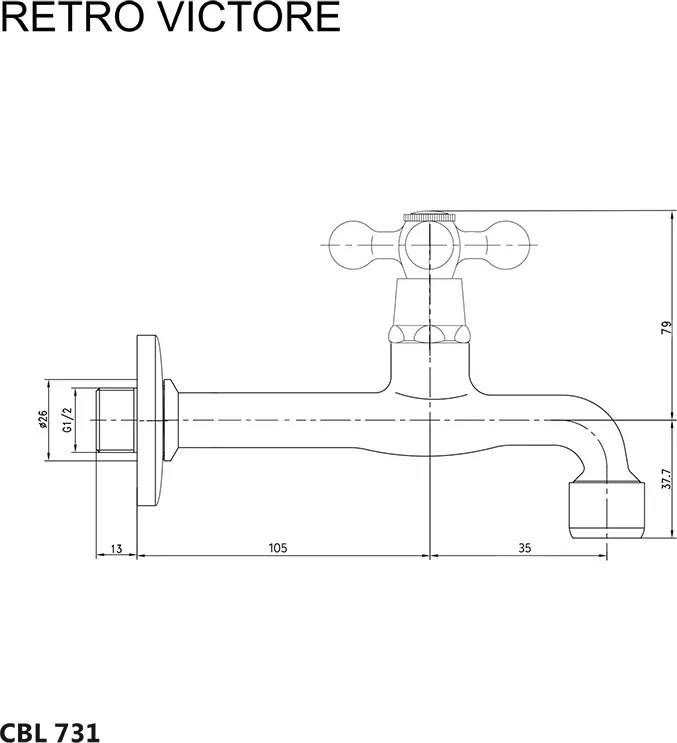 Mereo Mereo, Nástěnný kohoutek, Retro Viktorie, 1/2", chrom, CBL731