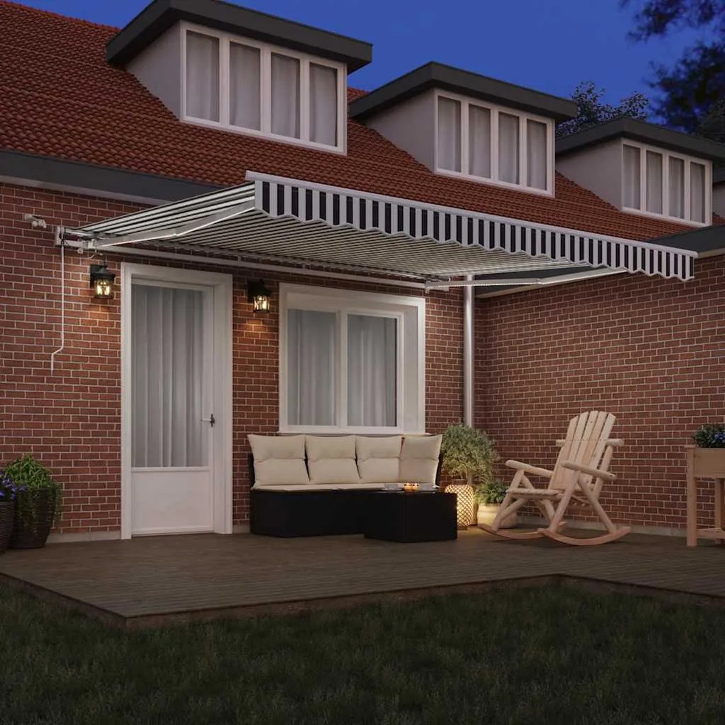 Automatická zatahovací markýza s LED antracit a bílá 400x300 cm 3215785