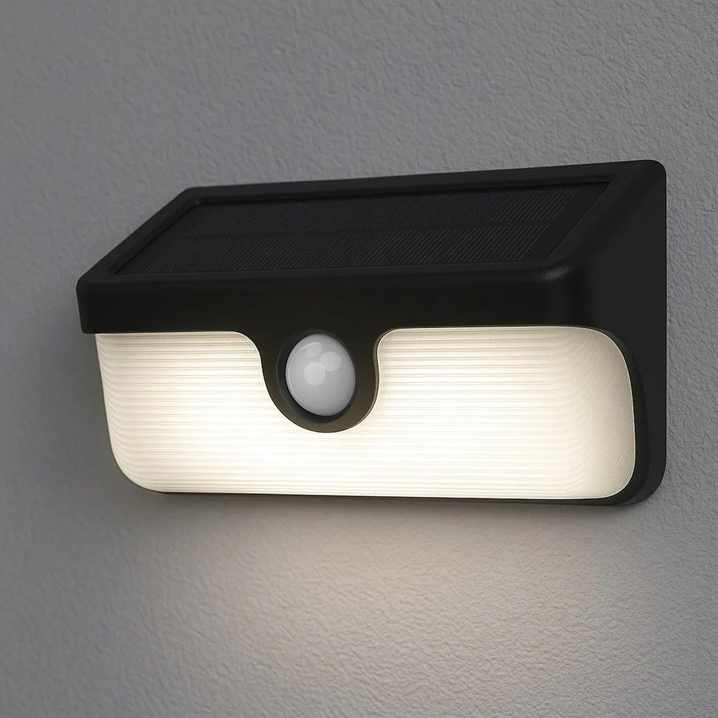 Exteriérové ​​solární nástěnné LED svítidlo Link, 1x LED 5w, černá, pohybový senzor
