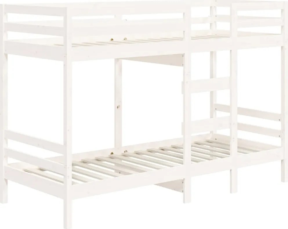 vidaXL Patrová postel 80 x 200 cm masivní borové dřevo [3139835] Barva: Bílá