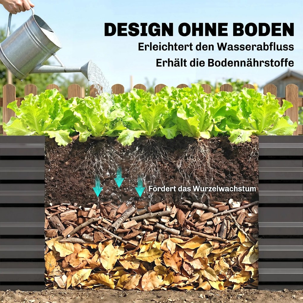 Outsunny vyvýšený záhon z oceli, záhon studený rám zahradní záhon květinový box zásuvný, sadba box sadba zelenina postel 180x90x60cm pro zahradu balk…