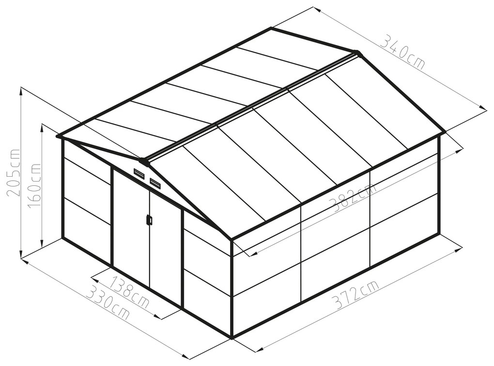 Zahradní domek G21 GAH 1300 - 340 x 382 cm, zelený