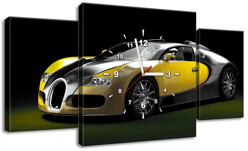 Gario Obraz s hodinami Žluté Bugatti Veyron 80x40cm Velikost: 80 x 40 cm |  BIANO