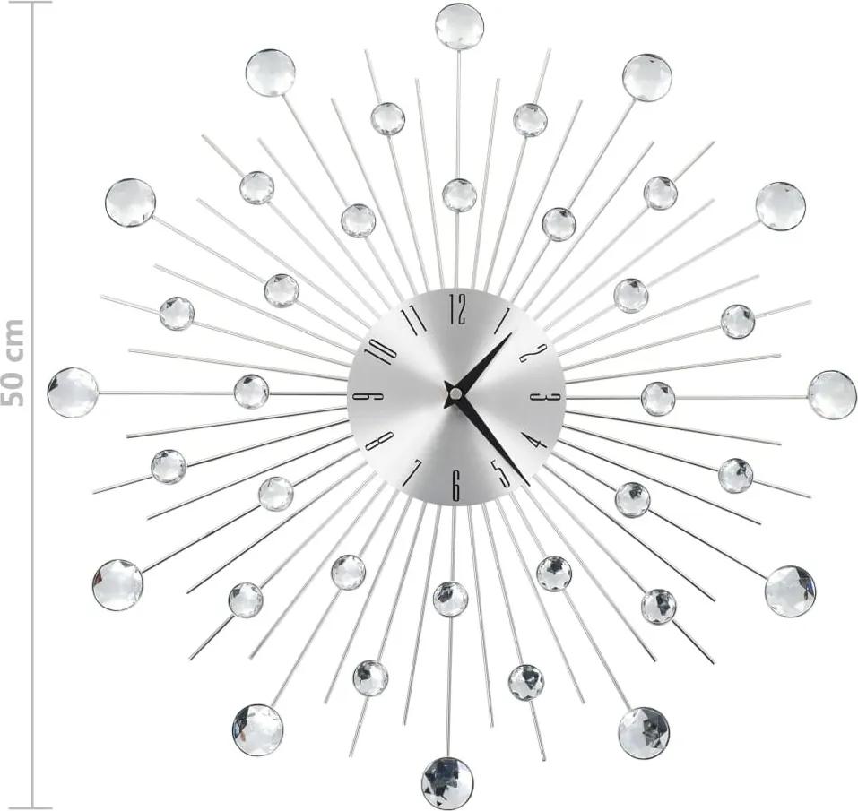 vidaXL Nástěnné hodiny se strojkem Quartz 50 cm moderní design [50642] Barva: Stříbrná