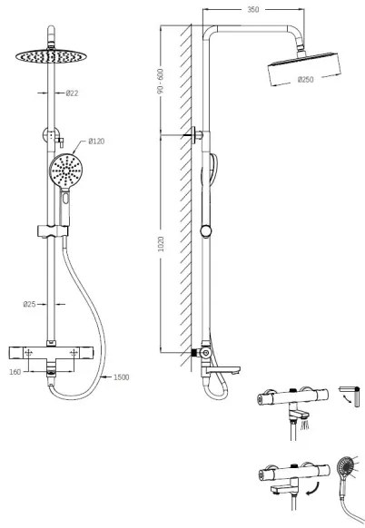BATH DELUXE 31-160-11-60-00 - Sprchová sada s term baterií DRAGOR chrom