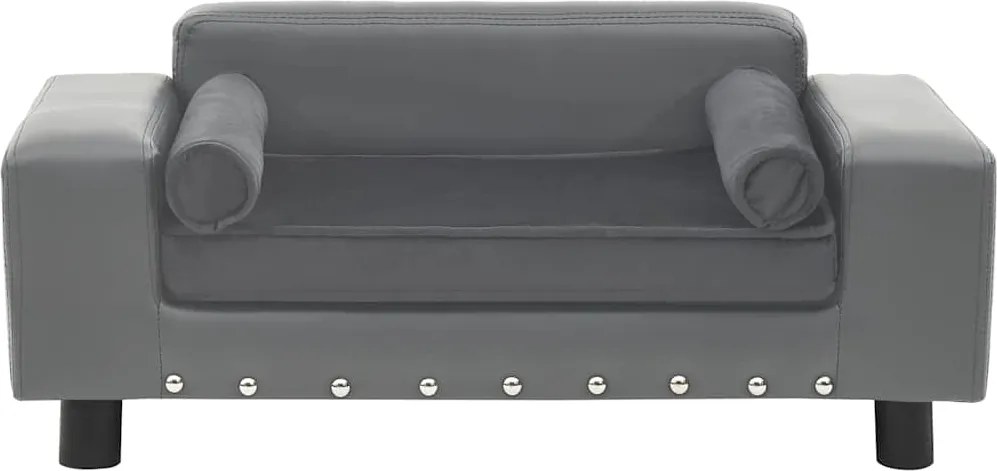 Pohovka pro psy šedá 81 x 43 x 31 cm plyš a umělá kůže 170953