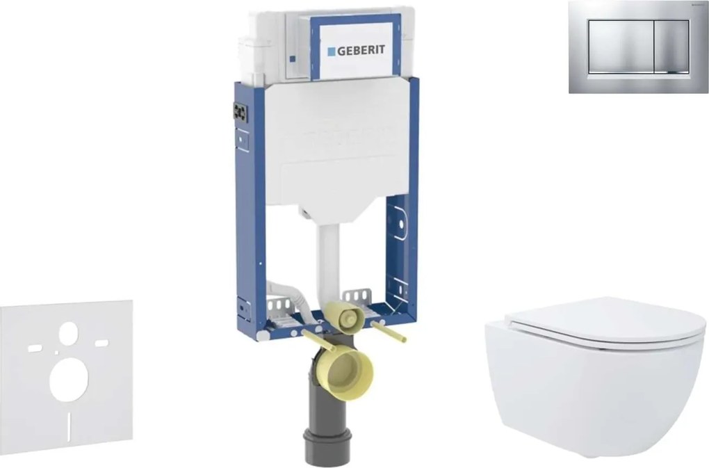SANITINO - Set předstěnové instalace, klozetu Oudee a Slim sedátka softclose, tlačítko Sigma20, lakovaný chrom mat/chrom SANI11CA1191