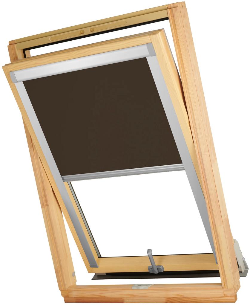 Dekodum Termoizolační roleta na střešní okno typu FAKRO 55x98 Barva látky: Wenge Silver, Barva profilu: Bílá