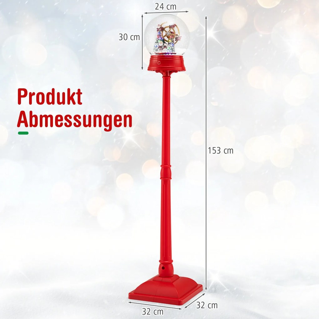 Costway 153 cm hudební vánoční pouliční lampa sněhová koule lucerna