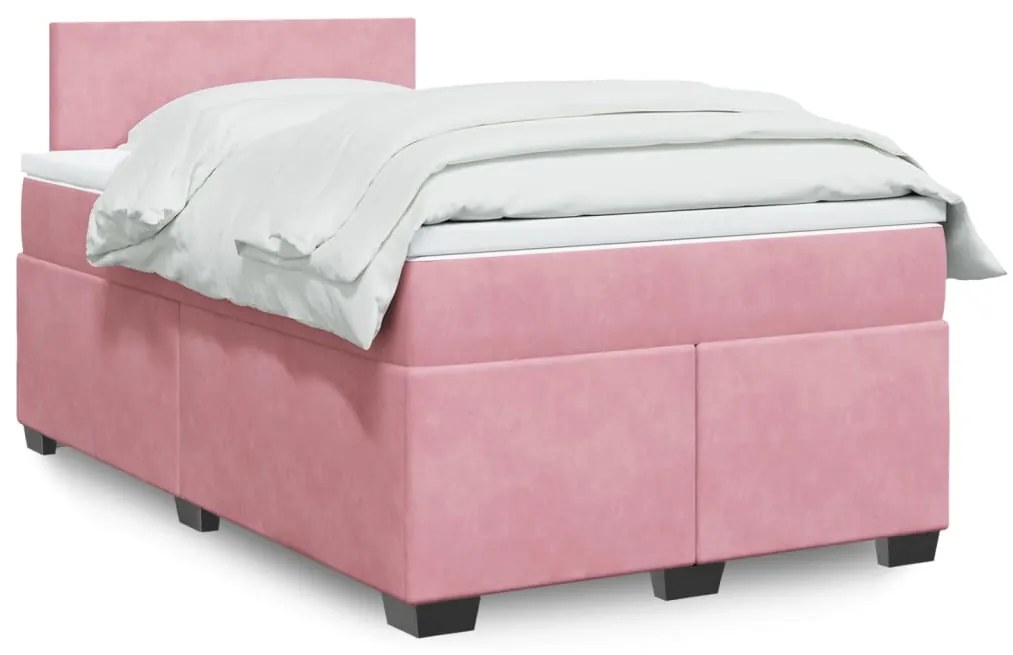 Box spring postel s matrací růžová 120 x 200 cm samet 3288581